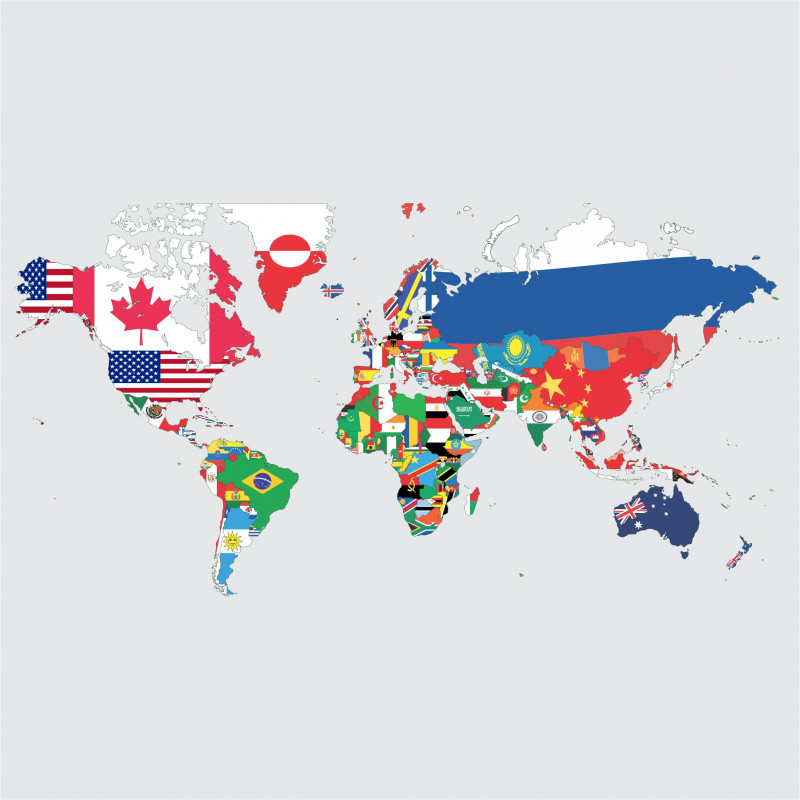 Mapa Mundi Com Bandeiras Fdplearn